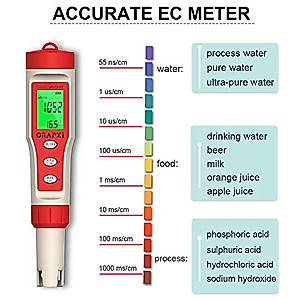 Digital PH Meter with ATC: 4 in 1 PH TDS EC Temp - ORAPXI PH Tester High Accuracy Pocket Size PH Measurement for Pool, Lab, Aquarium, Pond, Beer Brewing