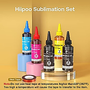 Hiipoo 500ML Sublimation Ink Refill for ET2400 ET-2720 ET-2760 ET-2800 ET-2803 ET-2850 ET-4800 ET-15000 ET-3760 Inkjet Printer Heat Press Transfer on Mugs T-Shirts Pillows (Upgrade Version)
