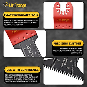 Litorange 6PCS 35mm & 1-3/4" Soft Metal/Bi-Metal/Precision Wood Cutter Saw Blades Oscillating Multi Tool,Professional Universal Oscillating Saw Blades(Pack of 6) for Wood, Metal and Hard Material