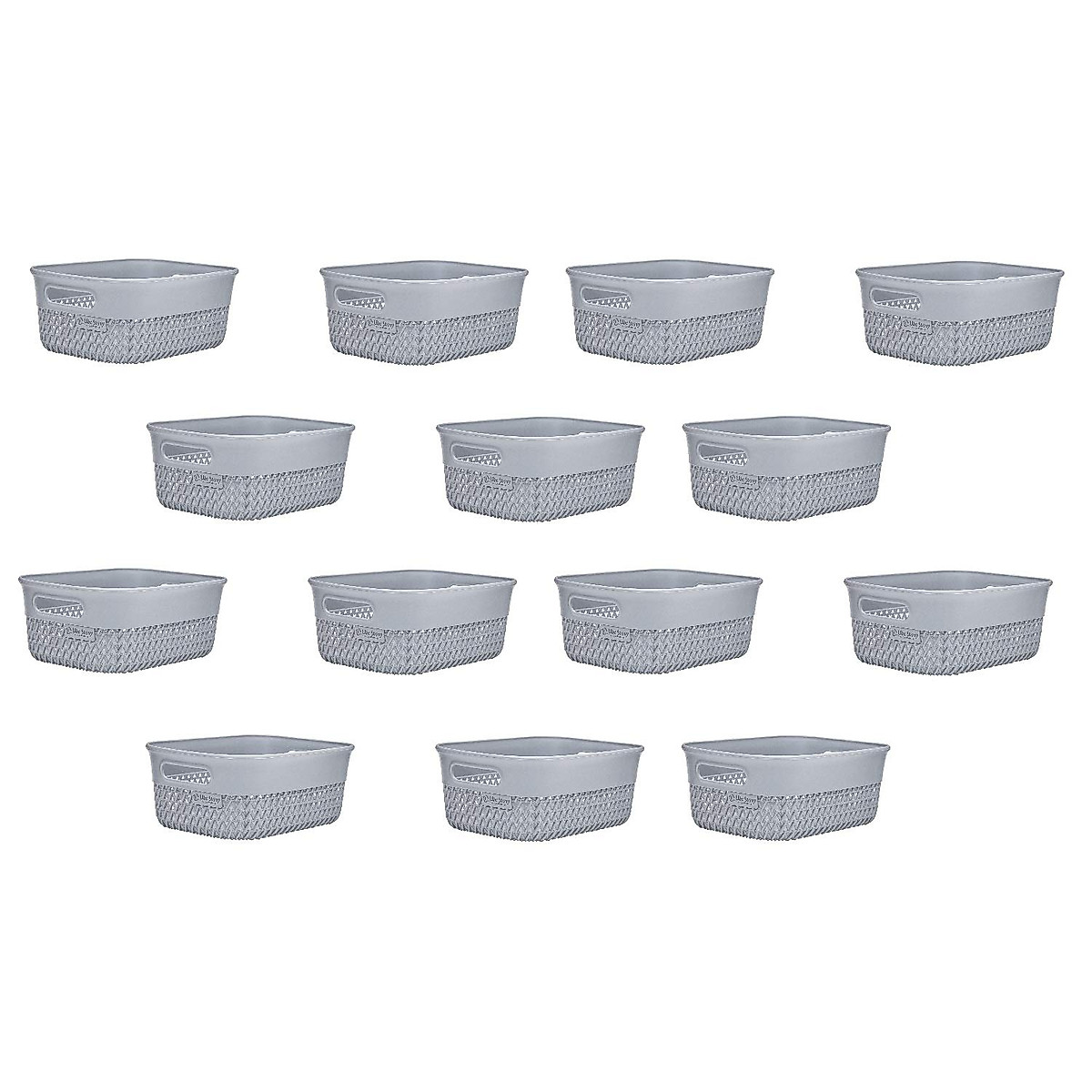 Life Story Lightweight Heavy Duty Storage Trendy Portable Woven Basket 4 Quarts, Grey (14 Pack)