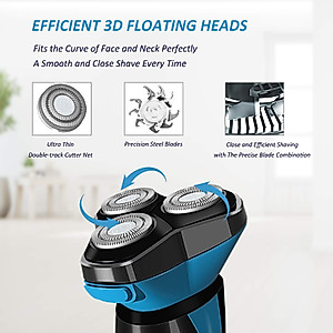 Electric Shaver for Men Waterproof Wet and Dry, Men's Electric Razor Cordless Rechargeable 3D Rotary Electric Shaving Razors with Pop-up Trimmer, LCD Display, Travel Lock