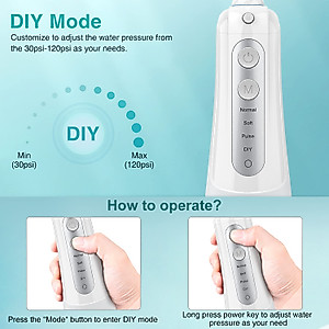 Cordless Water Dental Flosser Teeth Cleaner, INSMART Professional 300ML Tank DIY Mode USB Rechargeable Dental Oral Irrigator for Home and Travel, IPX7 Waterproof 4 Modes Irrigate for Oral Care