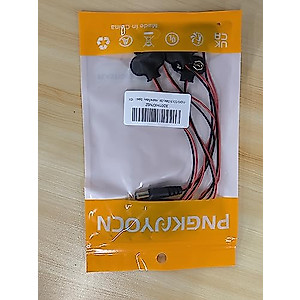 PNGKNYOCN 9V Battery Connector 9v Battery Clip T Type with DC 5.5mmx2.1mm Male Plug for 9V Alkaline Battery（5-Pack）