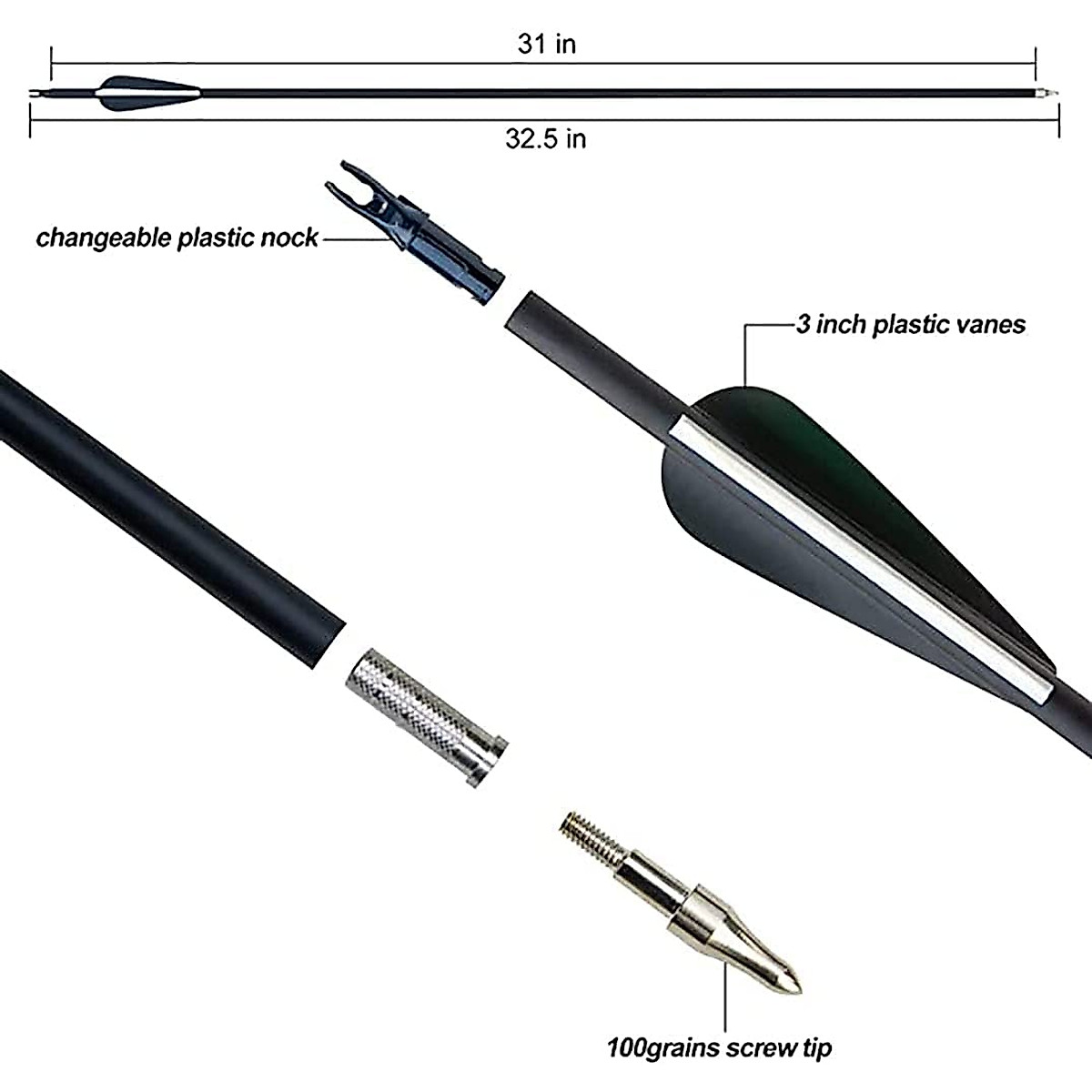 BZTANG 51" Bow and Arrow for Adults Archery Recurve Bow Takedown Straight Bow Hunting Longbow with Arrows Quiver Metal Riser Right Hand for Target Shooting Practice (40LBS, Black)