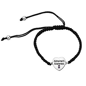CHOORO Alzheimer's Ribbon Adjustable Bracelet Purple Ribbon Jewelry Alzheimer's Awareness Ribbon Jewelry (Alzheimer's BR)