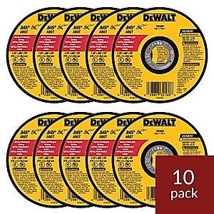 DEWALT - DW8062 - 10,PK DW8062 4-1/2"x.045"x7/8" Metal Angle Grinder Thin Cutoff Wheel, 10 Pack, (Model: DW8062-10,PK)