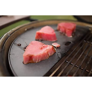 Half Moon Cast Iron Reversible Griddle for Large Big Green Egg and 18-Inch Kamado Grills