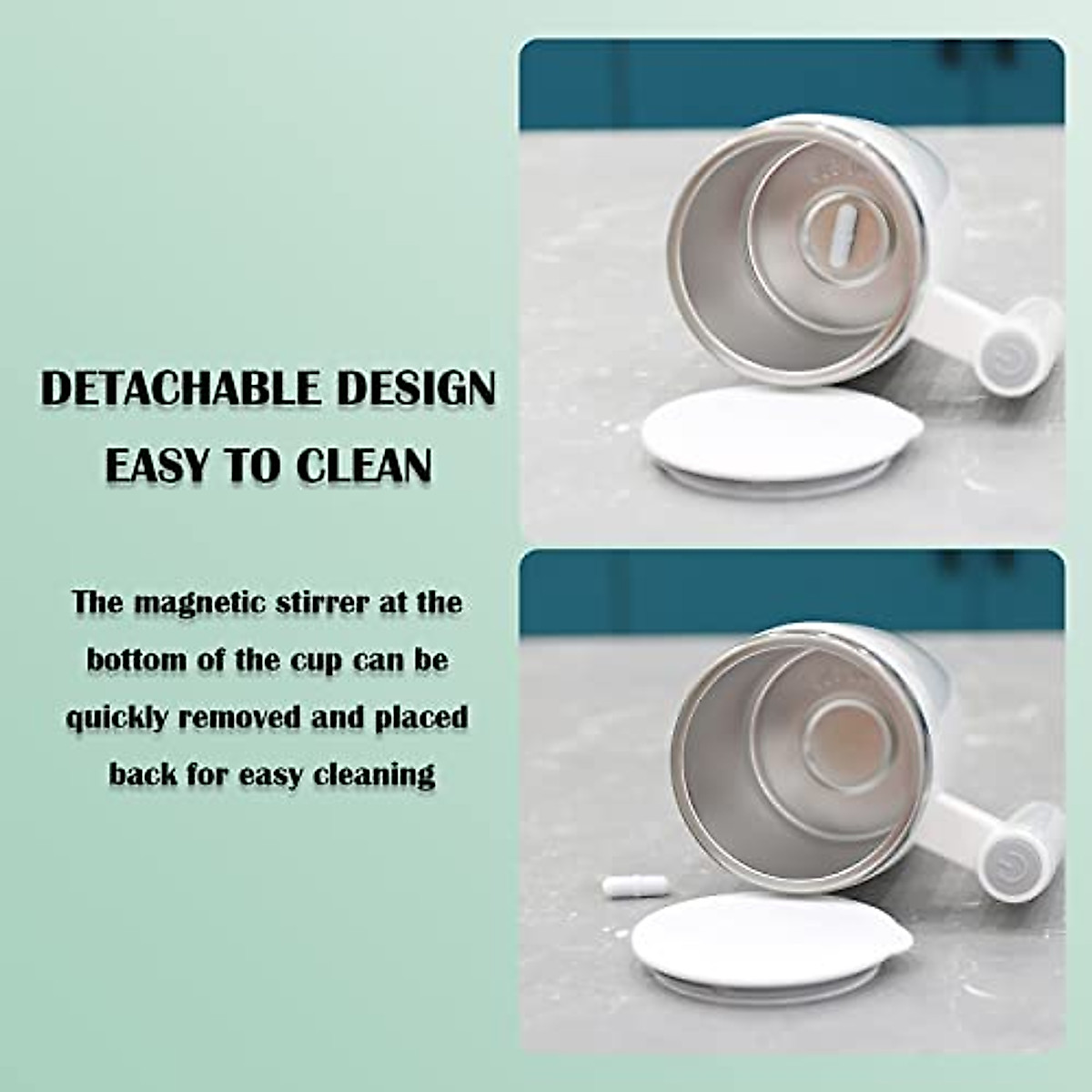 daasigwaa Rechargeable Self Stirring Mug - Magnetic Electric Auto Mixing Stainless Steel Cup for Office/Kitchen/Travel/Home Coffee/Tea/Hot Chocolate/Milk-430 ml/14.5 oz(White)