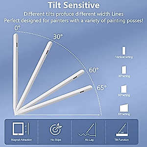 Stylus Pen for iPad with Palm Rejection,Tilt Sensitive iPad Pencil Apple Pen Compatible with iPad 10th/9th/8th/7th/6th,iPad Pro 11/12.9in,iPad Air 5th/4th/3rd,iPad Mini 6/5 Gen -for Painting Sketching
