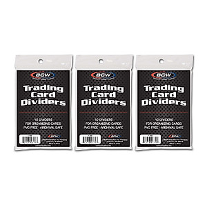 BCW Standard Card Dividers | 3 Packs of Trading Card Divider Cards (30 Dividers Total) | Card Dividers for Storage Boxes | Plastic Dividers for Trading Card Storage with Write-On Tabs