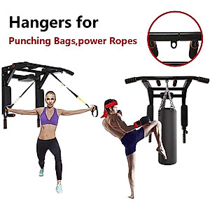 KDFJ Wall Mounted Pull Up Bar, Chin Up bar, Multifunctional Dip Station Indoor Home Gym Workout, Power Tower Set Training Equipment-Black