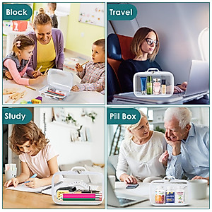 QAVABIN Clear Hard Zipper Pouch, Hard Shell Plastic Organizer Box with Handle, Bliss Zippered Blocks Storage Bins, Hard PVC Cosmetic Travel Bag for Kids Organizing, 8.27x5.12x2.36in, 4Pc