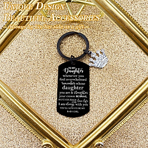 Daughter Gift From Mom Dad To My Badass Daughter Keychain Valentines Day Gifts for Daughters Birthday Gift For Step Daughter Her From Mother Father Mothers Day Gift