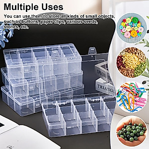 15 Large Grids Storage Container 11 x 6.7 x 2.2in Plastic Washi Tape Organizer Clear Craft Box with Removable Divider Clear Compartment Jewelry Box Organizer for Beads Crafts Fishing Tackles(7 Pcs)