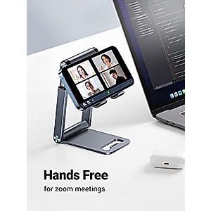 UGREEN Phone Stand for Desk Cell Phone Stand Holder Adjustable Height Phone Holder Foldable Portable Compatible with iPhone 15 14 Pro Max Plus 13 12 11 XS iPhone SE, Nintendo Switch up to 7.9''