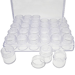 The Beadsmith Personality Case - Clear Storage Organizer Box, 6.4 x 5.4 x 1.25 inches - Includes 30 Small Containers with lids – 1 x 1.1 inches, Bead Holder