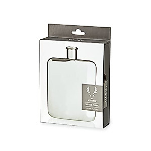Viski Silver Flask, Polished Stainless Steel Flask with Screw Top for Alcohol, Liquor Flask for Men, 6 Ounces, Set of 1