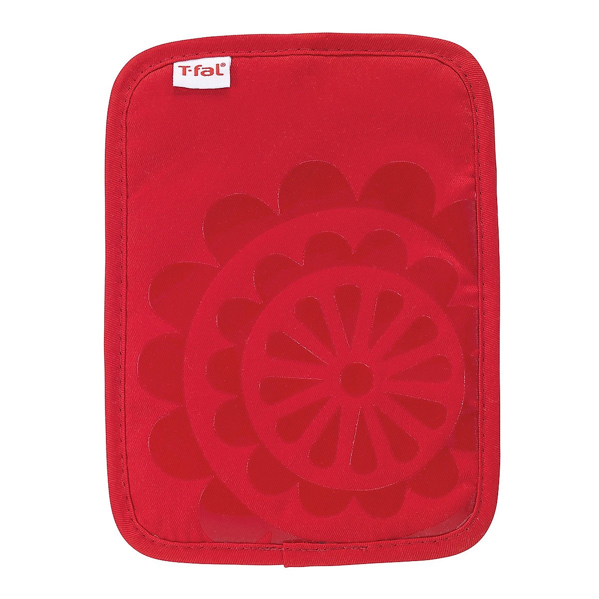 T-fal Textiles 30948 Medallion Design 100-Percent Cotton Silicone Pot Holder, Red, Individual