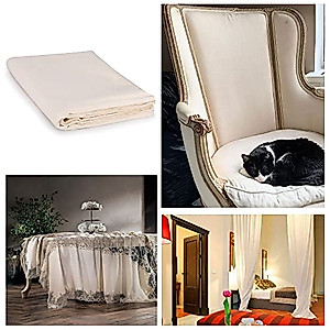 Muslin Fabric Cotton Cloth 62 Inch Wide by Yard (5.4YARDS, Natural Thin)