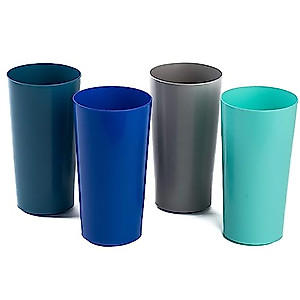 Klickpick Home 28 Ounce - 12 Piece Premium Quality Plastic Beverage Tumblers Reusable Cups Dishwasher Safe BPAFree In 4 Coastal Colours
