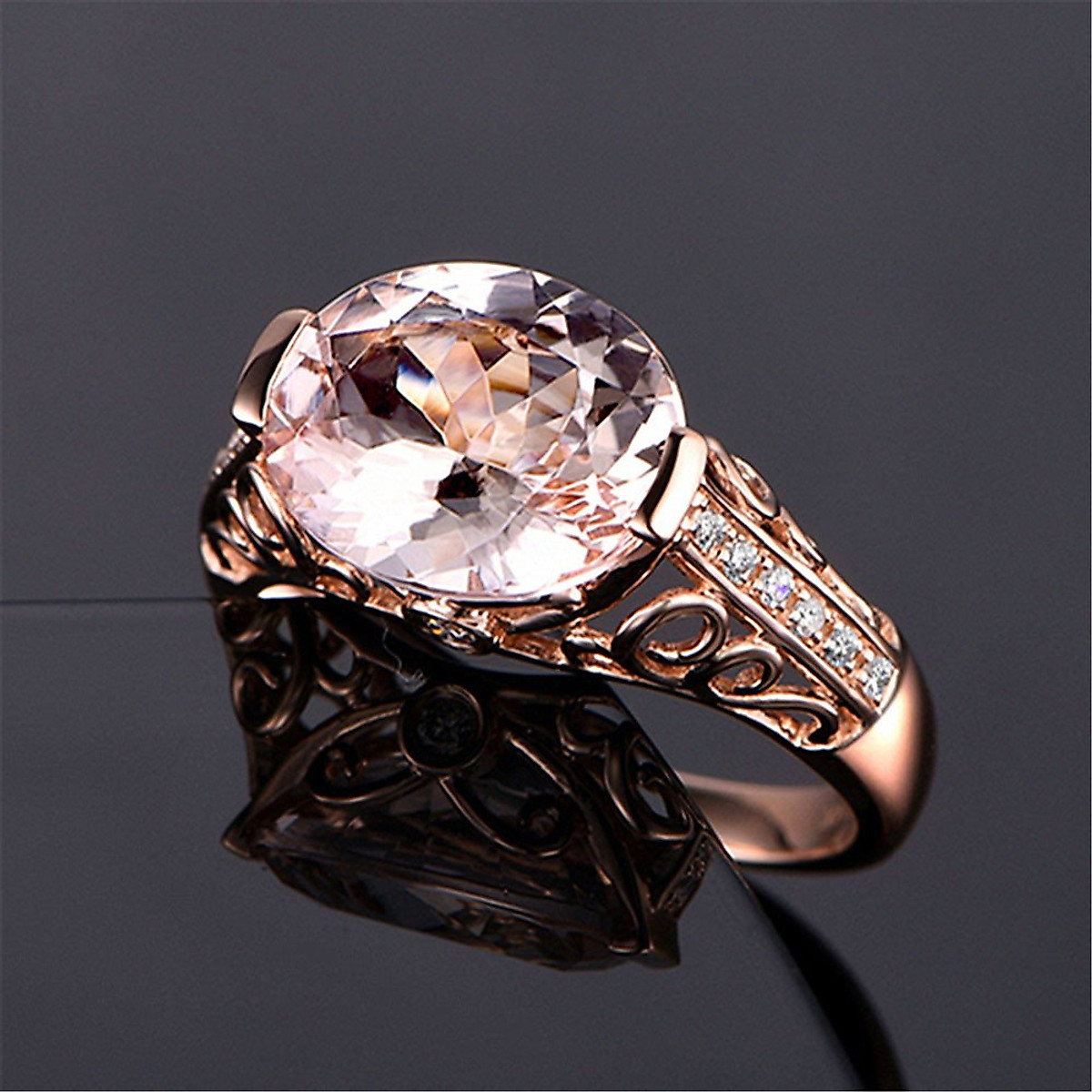 Rings Gift, Clearance Gemstone Ring Rose Gold Rings for Women Luxury Copper Gemstone Ring Jewelry Wedding (Size:8, Rose Gold)