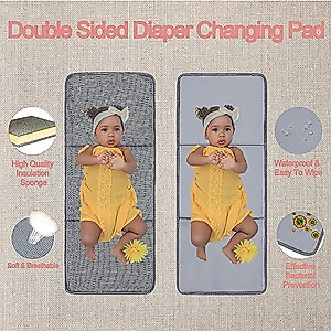 HuangDa Diaper Bag Backpack, Multifunction Baby Diaper Bags, Waterproof Baby Essentials Travel Bag for Baby Girl Boy, Large Capacity Mommy Bag with Changing pad & Stroller Straps & Pacifier Case