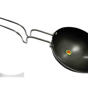 WhopperOnline Essential Non-stick Hard Anodized Tadka Frying Pan with Wire Handle, Spice Heating Pan, Temper Pan - Black, 11 inch