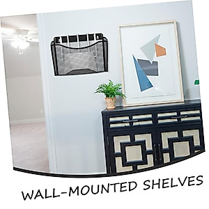 GETAJGHSD Wall Storage Hanging Basket Wire Baskets for Plants Pantry Organizer Baskets Router Bracket Grid Panel Hanging Basket Wall Router Holder Wire Storage Baskets Router Rack Black Iron