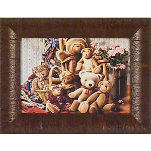 Home Cabin Décor Patiently Waiting by Doug Knutson 10x13 Teddy Bears Stuffed Animal Collection Children's Bedroom Country Framed Art Print Picture
