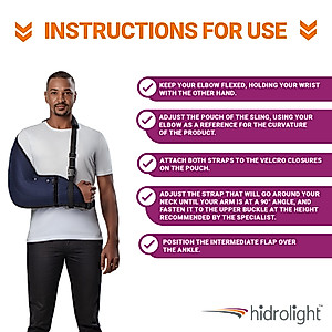 HIDROLIGHT - Immobilizer Arm Sling for Upper Limb Injuries - Arm Brace for Left and Right, Bursitis Elbow Brace, Arm Support Straps - Shoulder Support Immobilizer for Rotator Cuff - Black, X-Small