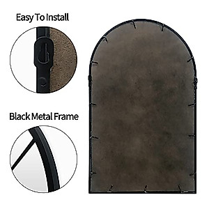 HQiJun Wall Mirror Window Decorative Mirrors Arched Farmhouse for Living Room Bedroom Entryway Bathroom Vanity (19.7” x31.5” x0.9”)