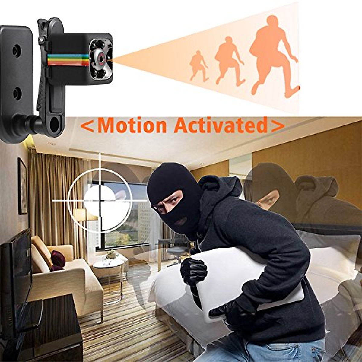 cainda Mini Spy Camera Full HD 1080P with Night Vision and Motion Detection, Super Video Recorder Sports Camera, Small Camcorder, Mini Security Camera for Car Home and Office Surveillance SQ11