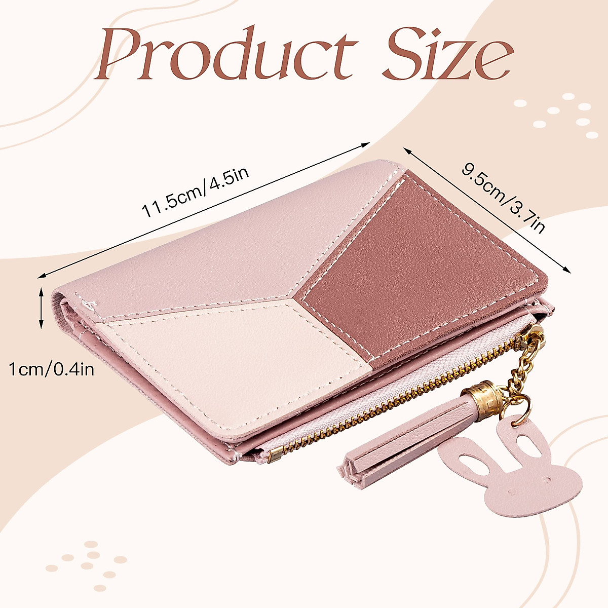MIPAHI Simple Short Women's Zipper Wallet With Tassels,Leather Large-Capacity Card Holder Coin Purse for Women 4.7 * 3.5 * 0.6 inch