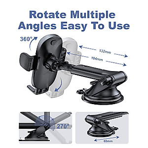 Universal Car Phone Holder Mount for Dashboard Windshield, Military Hands-Free Cell Phone Stand Automobile Cradles Truck Accessories Fit for All iPhone Android Smartphones