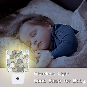 MSEAANBK Night Light Plug into Wall Hexagon Golden Blue Marble Night Light with Dusk to Dawn Sensor Night Light for Kid Girls Boys Women Men Room Decor, Hallway, Kitchen, Bathroom, Nursery, Stairs