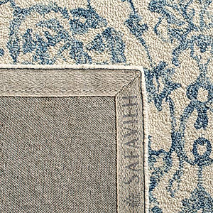 SAFAVIEH Blossom Collection 5' x 8' Ivory/Blue BLM351A Hand-Hooked Premium Wool Area Rug