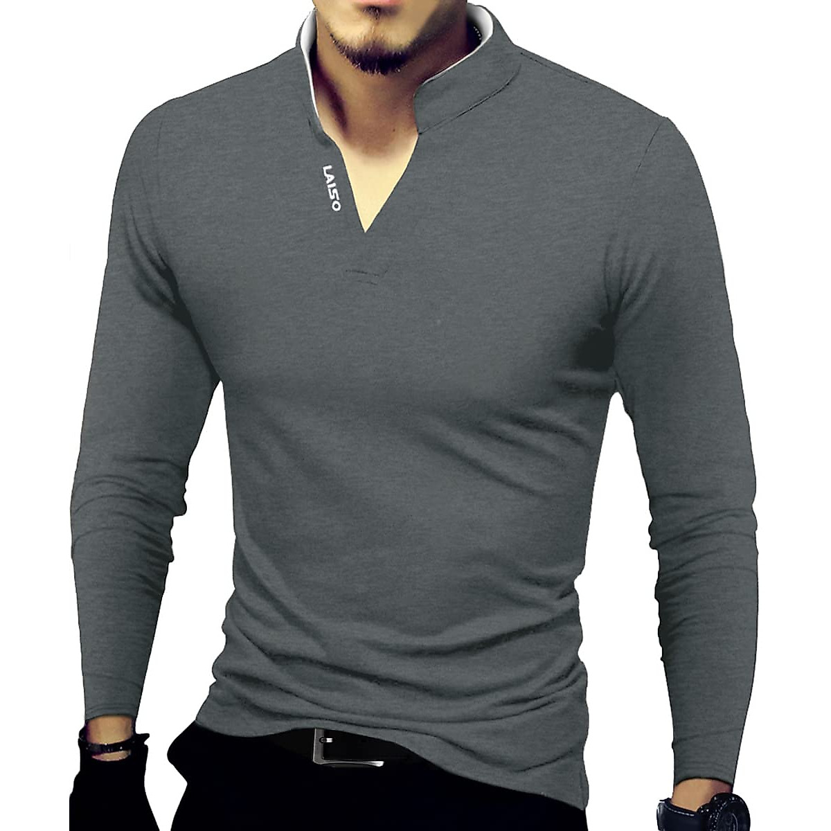 LOGEEYAR Mens Fashion Polo Shirt Short/Long-Sleeve Slim Fit Henley T-Shirts Pique Cotton Clothes
