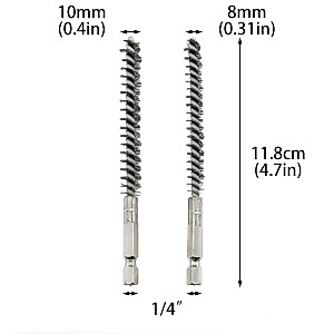 DGHAOP 2IN1 Golf Hosel Brush Golf Clubs Head Hosel Brush Stainless Steel Golf Club Brush Wire Brush Cleaning Tool with Handle 1/4 Inch Hex Shank for Power Drill Impact Driver (Diameter 8mm+10mm)