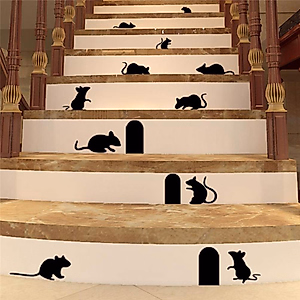 SUPVOX 4 Sets Halloween Sticker Mouse Pattern PVC Wall Stickers Wall Decal Removable Wall Art Stickers