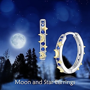 Star Hoop Earrings Moon and Star Earrings for Women Silver Hoop Earrings Jewelry Gifts for Women