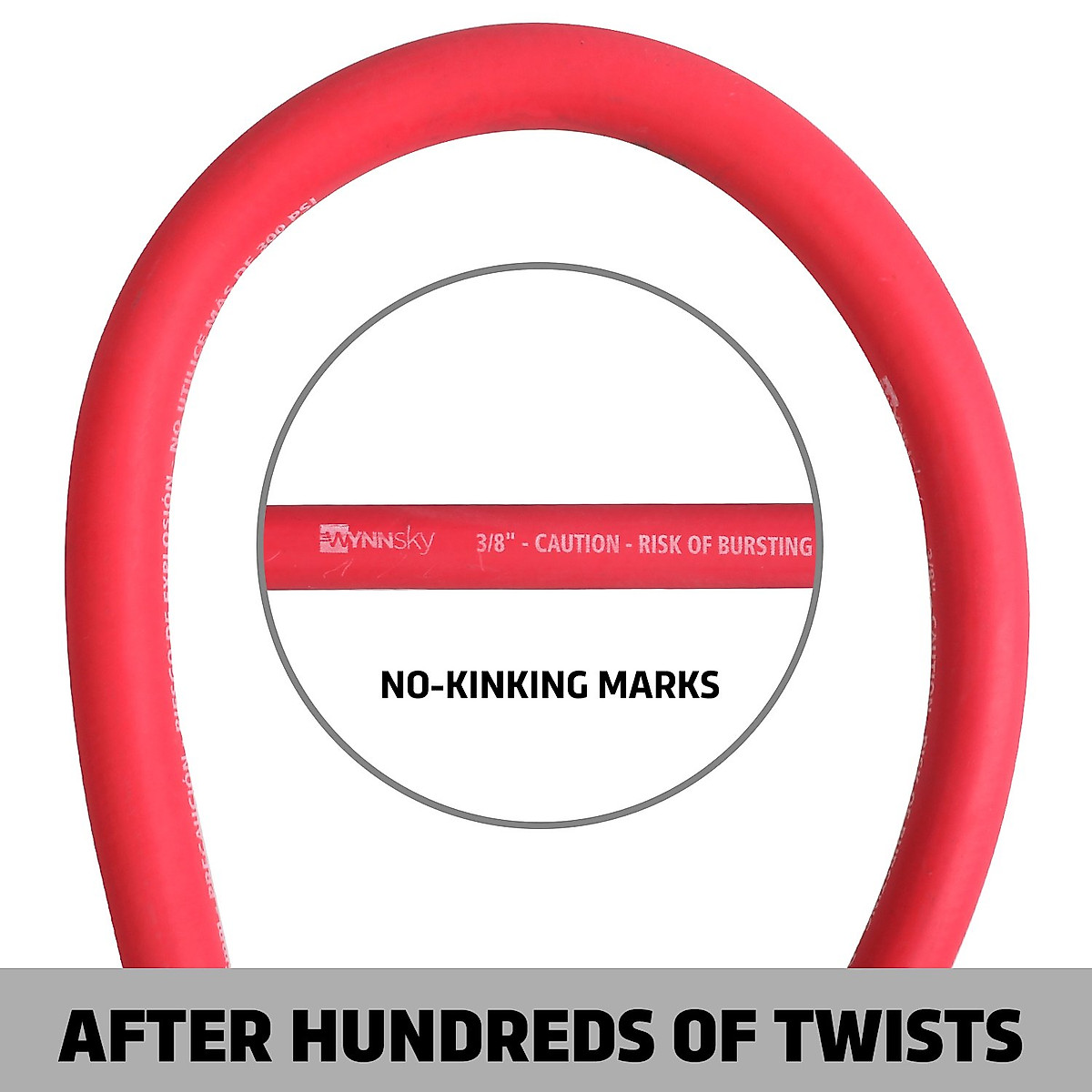 WYNNsky Rubber Lead-in Air Hose, 3/8" X 30" (1/4 in. MNPT Ball Swivel x 1/4 in. FNPT Ends), 300 PSI, Red Heavy Duty Air Compressor Lead- in Hose