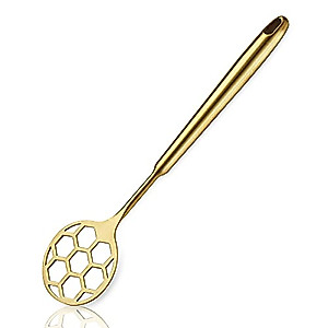 Gold Dough Whisk, Sturdy Football Shape Full Stainless Steel Flat Whisks For Cooking And Baking With Gold Titanium Plating, No Horking Hold in The Handle For Easy To Clean, Dishwasher Safe