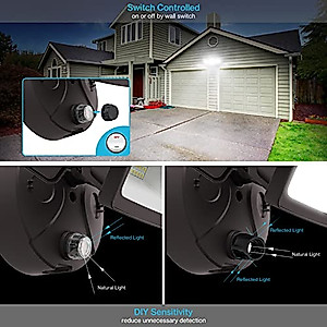 Olafus 55W Flood Lights Dusk to Dawn Outdoor Lighting, IP65 Waterproof LED Security Light with Photocell, 5500LM Dusk Dawn Outside Light, 6500K Brown Exterior Floodlight for Yard Garden Porch Backyard