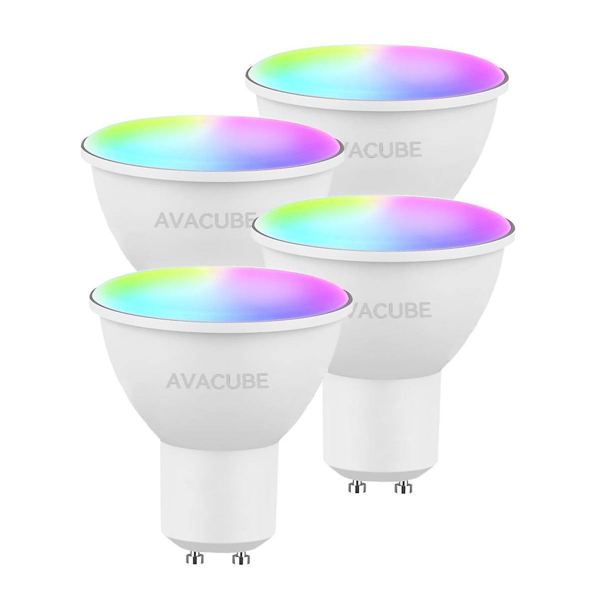 AVACUBE 4 Pack GU10 Smart Bulbs for Track Lights, 4.7 Watts PAR16 Smart LED Bulb Compatible with Alexa Google Assistant SmartThings Siri, Color Changing, Music Sync, Timer, 2700-6500K