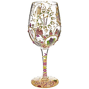 Designs by Lolita “Queen For a Day” Hand-painted Artisan Wine Glass, 15 oz.