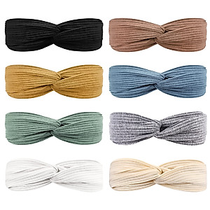 DRESHOW 8 Pack Knotted Headbands for Women Criss Cross Head Wrap Non Slip Boho Headband Twisted Elastic Hair Accessories