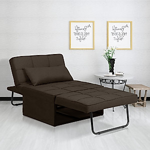 Ainfox Sofa Bed, 4 in-1 Sleeper Chair Bed Multi-Function Folding Convertible Couch Chair Ottoman Bed for Apartment, Small Space (Dark Brown)