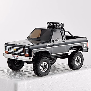 FMS 1/24 RC Crawler Officially Licensed Chevy K5 Blazer RC Car FCX24 RTR RC Pickup Truck SUV 4WD 2.4GHz Hobby RC Model 8km/h Mini Car RC Off-Road Remote Control Car (Black)