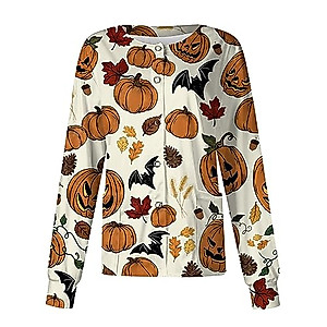 Holiday Scrubs Cute Scrubs Women's Fashion Floral Printed Jacket Scrub Jacket Long Sleeve Scrub Tops Women White Scrub Jacket Scrub Sweater for Women Uniformes De Enfermeras De Mujer Christmas