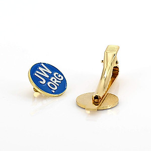 Round Jw.org Metal Necktie Clip and Lapel Pin Set with Gift Box -Blue Background-Gold Color